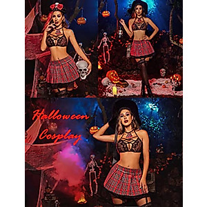 Avidlove Lingerie for Women Sexy Naughty Schoolgirl Costume Cosplay Lingerie Set Roleplay Outfit Set