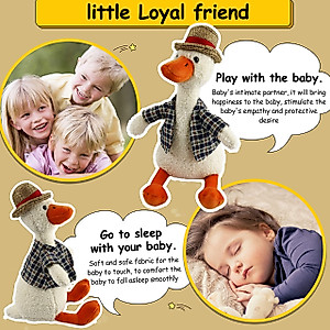 Houwsbaby 11'' Easter Duck Stuffed Animal in Plaid Shirt Easter Duck Plush Toy with Hat, Adorable for Totter Kids Boys Girls Holiday Christmas Birthday, Beige