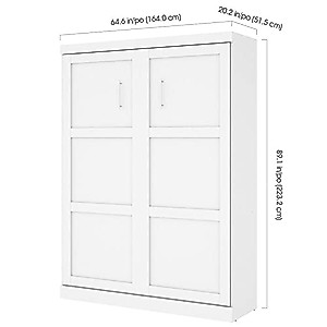 Pemberly Row Puq Easy-Lift Dual Piston Queen Size Murphy Wall Bed in White