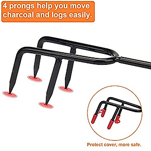 Steel Fireplace Poker 33 in, Luxiv Black Fire Pit Poker Detachable Metal Fire Stoker Poker Stick with Wood Handle and 4 Tips Camping Fireplace Tool for Outdoor Indoor Fireplace Tool for Fire Pit, BBQ