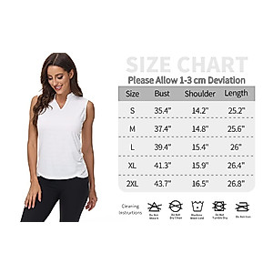TrendiMax Women's 2 Pack Golf Shirts Sleeveless V Neck Tennis Polo Shirt Quick Dry Athletic Workout Tank Tops
