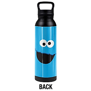 Sesame Street OFFICIAL Cookie Monster Face 24 oz Insulated Canteen Water Bottle, Leak Resistant, Vacuum Insulated Stainless Steel with Loop Cap