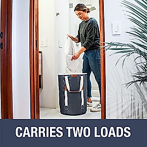 CleverMade Laundry Backpack Duffel Bag Tote with Shoulder Straps - Extra Large Capacity Clothes Hamper with Drawstring Top Closure Lid, Charcoal