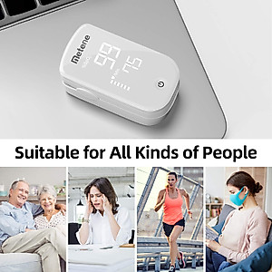 Metene Pulse Oximeter Fingertip, Blood Oxygen Saturation Monitor with Accurate Fast Spo2 Reading Oxygen Meter, Oxygen Monitor with Lanyard and Batteries (White)