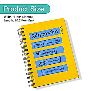 NineLeaf 2 Pack Compatible for Brother P-Touch Label Maker Tape 24mm TZe551 TZe-551 TZ-551 TZ551 Black on Blue Laminated 1 inch TZe TZ Tape for PT-D600 PT-P710BT PT-P700 PT-E550W PT-P750W PT-E800W