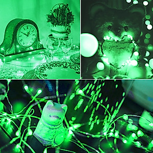 Solar String Lights Outdoor Green, 2 Pack 100LED Christmas Lights Waterproof Fairy Lights for Bedroom, Garden, Yard, Patio, Xmas Tree, St. Patrick's Day Decor-Green