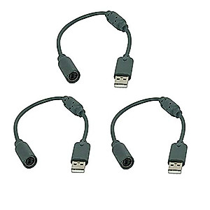 OBTANIM 3 Pack Replacement Dongle USB Breakaway Cable for Microsoft Xbox 360 Wired Controllers, Gray