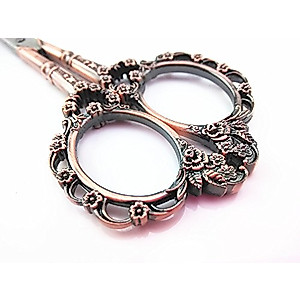 Yueton Vintage European Style Plum Blossom Needlework Embroidery Scissors (Copper)
