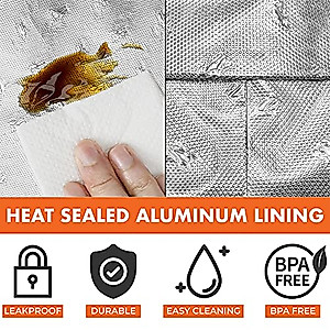 opux Lunch Bag for Women, Insulated Lunch Box Tote for Girls Work School Men Kids Office, Thermal Soft Small Lunch Cooler Bag for Picnic Travel with Pocket, Fits 12 Cans - Heather Gray