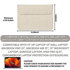 Miwasion Woven Fabric Laptop Sleeve Bag 13-13.6 inch,Compatible with Air 13 inch M2 2022 A2681 M1 A2337 A2179 A1932/Pro 13