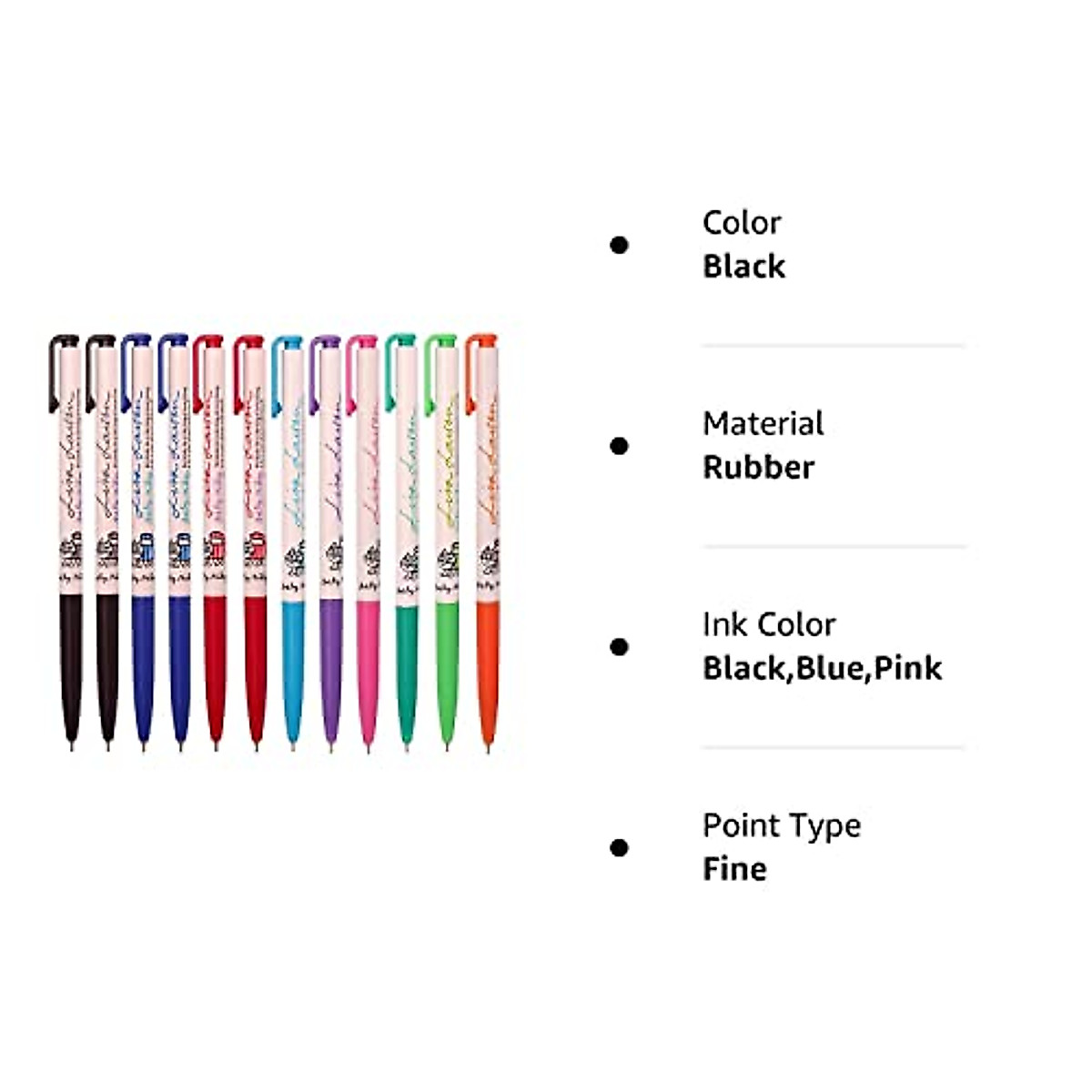 Xeno 0.38mm Baby Mikey Lisa Character Slim Ballpoint Pen, Baby Mikey Lisa, Assorted 12 Colors