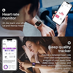 TOZO S2 44mm Smart Watch Alexa Built-in Fitness Tracker with Heart Rate and Blood Oxygen Monitor, Sleep Monitor 5ATM Waterproof HD Touchscreen for Men Women Compatible with iPhone&Android
