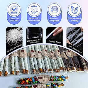 COQOFA Long Self Adhesive Cellophane Bags 2x8" 200 Pcs Clear Cookie Candy Treat Bags Resealable Self Sealing Plastic Cello Bags Long Strip Transparent Individual Bags