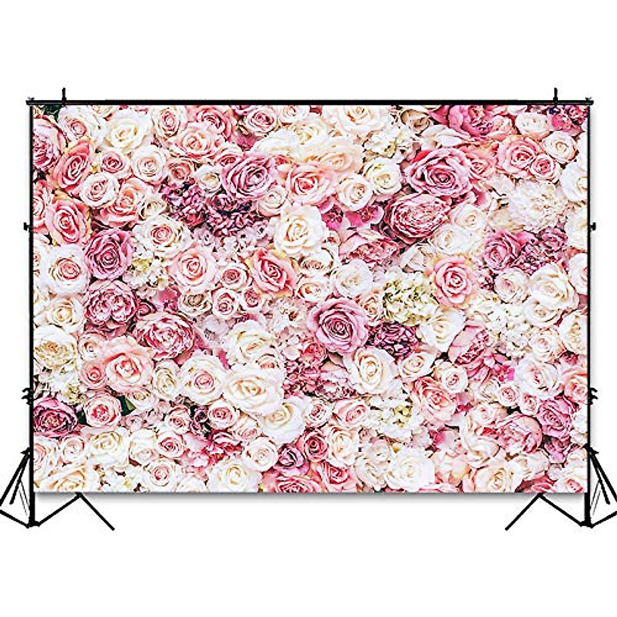 Avezano Floral Backdrop for Parties Photoshoot Pink Rose Flowers Wedding Birthday Party Baby Shower Bridal Shower Simulation Printing Flower Wall Photobooth Photography Background for Picture (7x5ft)