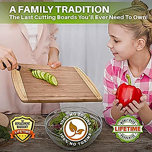 Wood Bamboo Cutting Board – Set of 3 and Medium-Large Wood Cutting Board : 14.5 x 11.5 Inches