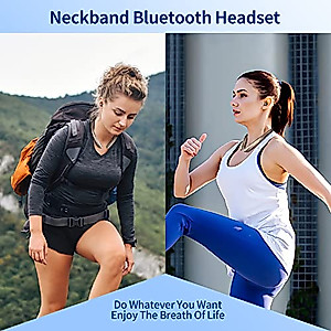 Neckband Bluetooth Headphones, Wireless Neckband Headset Retractable with Sweatproof Stereo Earbuds Call Vibrate Alert Earphones with Mic Compatible with iPhone, Android, iPad, Samsung (Rose)