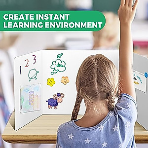 CREGEAR Poster Board, Classroom Privacy Shields for Student Desk - 4mm Thick, 13.77"x17"x13.77", Presentation Board, Resuable Plastic Privacy Board 2 Pack with Extra Name Lables