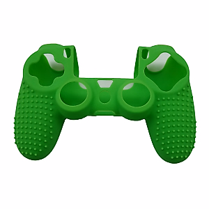 PS4 Controller Grips,Pandaren Studded Anti-Slip Silicone Cover Skin Set Compatible for PS4 /Slim/PRO Controller(Green Controller Skin x 1 + FPS PRO Thumb Grips x 8)