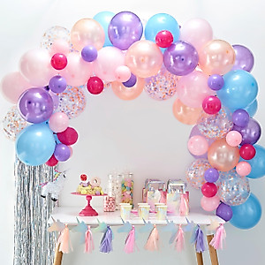 Ginger Ray Pink Purple Unicorn Balloon Arch Garland Kit - 70 Balloons in assorted sizes & Tape Balloon Arches