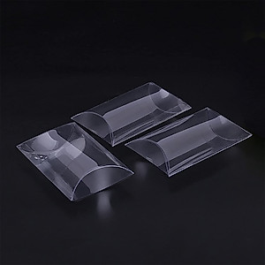 BENECREAT 30 Pack 5.5x3.3x1.2" Clear Plastic Pillow Favor Box PVC Candy Treat Gift Box for Wedding Birthday Party Gift Packing Box