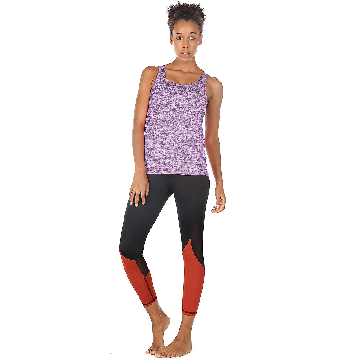 icyzone Yoga Tops Workouts Clothes Activewear Built in Bra Tank Tops for Women (S, Lavender)