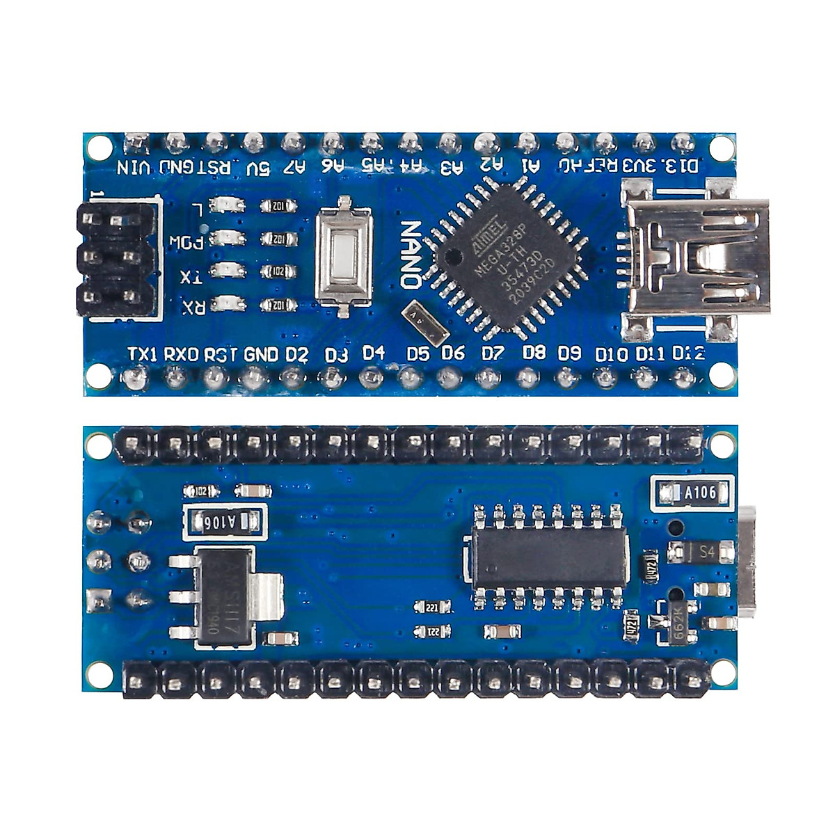 Diitao 2pcs for Nano V3.0 Module,5V 16MHz ATmega328P CH340G Chip Microcontroller Development Board for Arduino (with USB Cable)