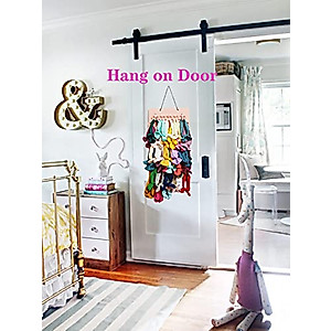 FavoritBow 1PCS Pink Bow Holder for Girls Hair Bows,Hair Accessories Organizer for Baby Girls,Heart-Shape Felt Hair Bow Headbands Hangers for Door,Closet,Wall