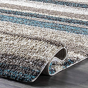 NuLOOM Drey Striped Shag Area Rug, 6' x 9', Blue Multi