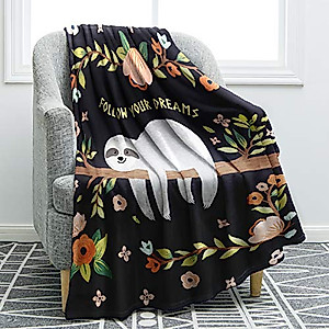 Jekeno Sloth Print Throw Blanket Smooth and Soft Blanket Kid Baby for Sofa Chair Bed Office Travelling Camping 50"x60"