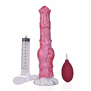 12'' Long Ejaculating Horse Dildo, Squirting Knots Monster Dildo for Women Men, Silicone Fantasy Dildo with Suction Cup for Hands-Free Play, Big Anal Plug, Adult Sex Toy for Female Couples
