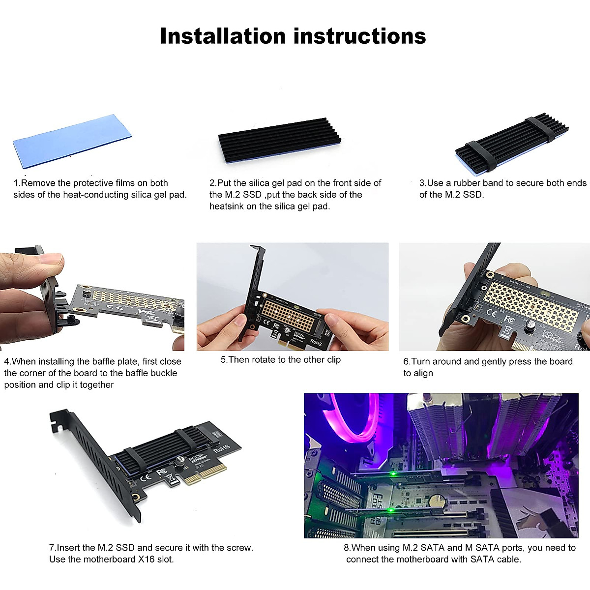 YIOVVOM M.2 NVME SSD to PCIe 3.0/4.0 x4 Adapter with Aluminum Heatsink Solution Supports 2280, 2260, 2242, 2230 Solid State Drives