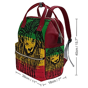 Lion on Jamaica Flag Diaper Bag Backpack Large Capacity Mommy Bags Multifunction Nappy Bag Travel Back Pack Red-Style
