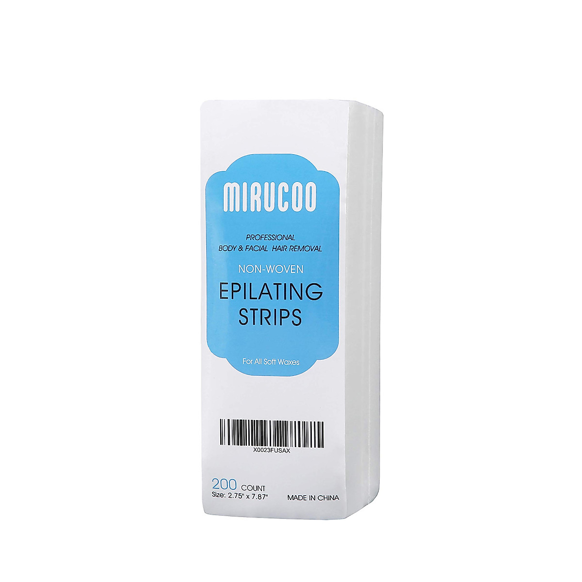 Mirucoo 200 Pieces Large Non-woven Wax Strips for Body and Facial Hair Removal, 200 Strips Pack Epilating Strips