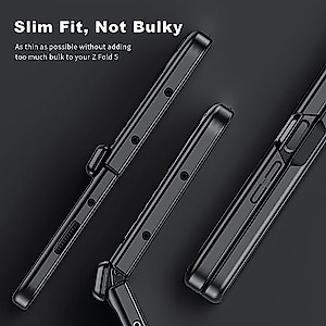 for Samsung Z-Fold-5 Case: [Hidden Kickstand][Wireless Charging] Slim Hinge Protection Lightweight Stand Case with Screen Protector- Protective Phone Cover for Samsung Galaxy Z Fold 5 5G 2023