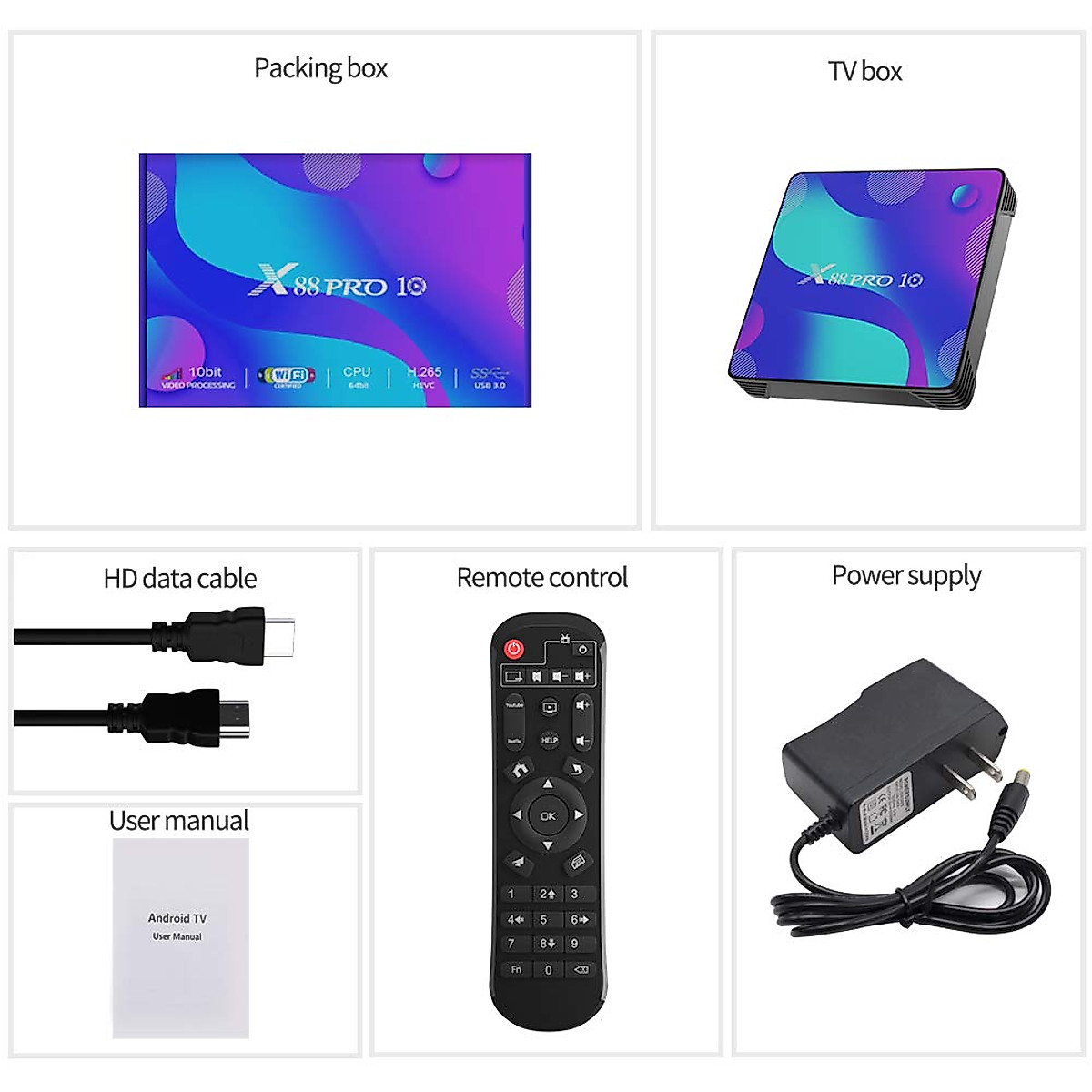 Android 11.0 TV Box, 4GB RAM 32GB ROM RK3318 Quad-Core Support 2.4G/5.8G Dual WiFi Bluetooth 4.0 Ethernet LNA 3D 4K