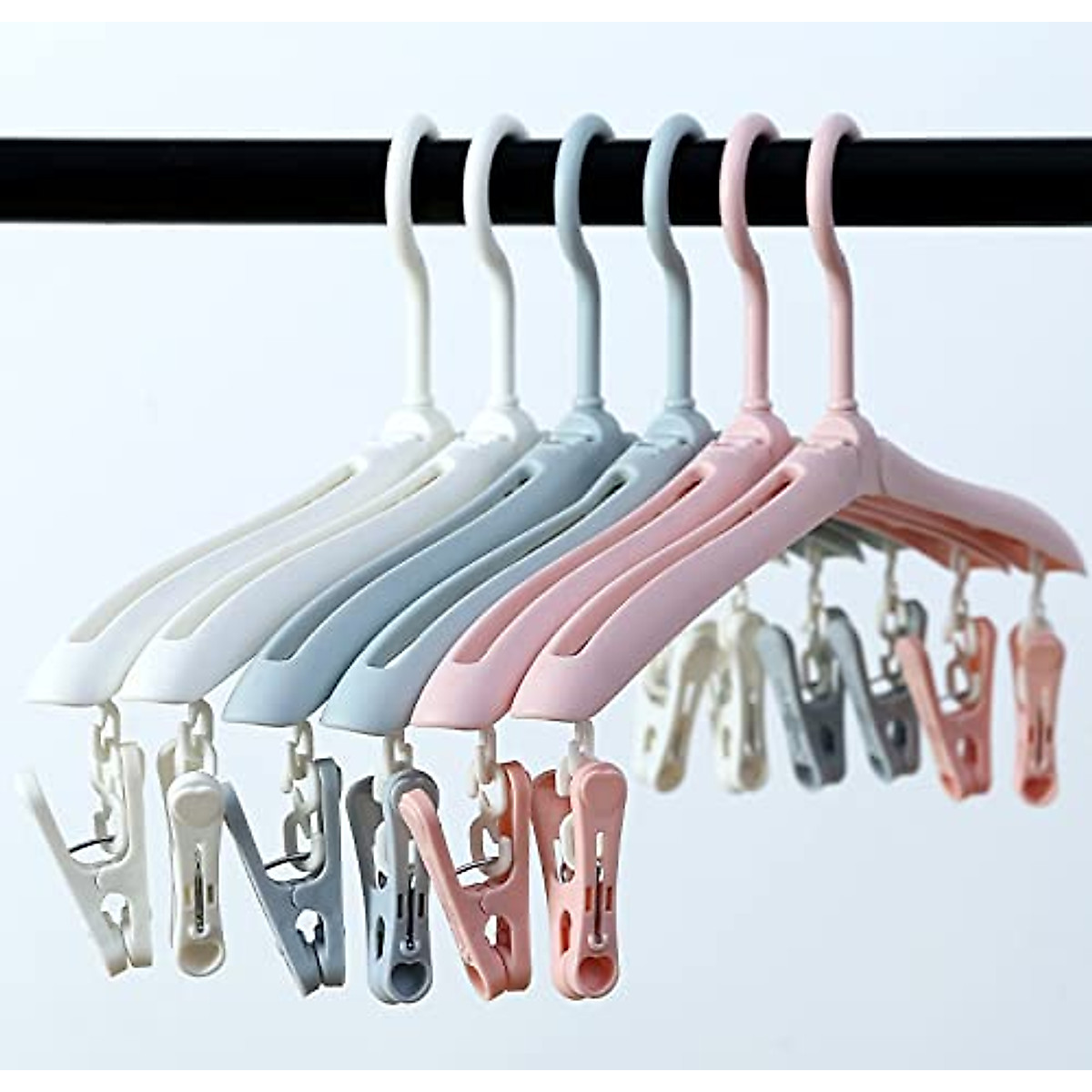 WOIWO 8 PCS Portable Folding Clothes Hanger Creative Travel Easy to Carry Clothes Hanger for Adults and Children