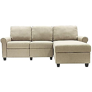 Serta Copenhagen Reclining Sofa Small Couch with Built-in Storage, Low-Maintenance & Family-Friendly Fabric, Right Sectional, Dusk Beige