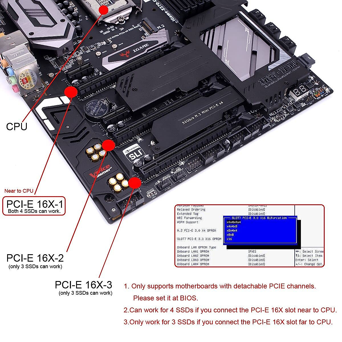 Cablecc 4X NVME M.2 AHCI to PCIE Express 3.0 Gen3 X16 Raid Card VROC Raid0 Hyper Adapter