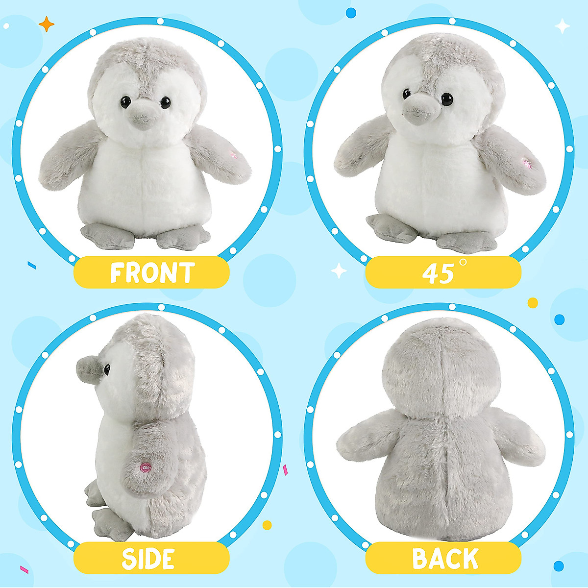 Houwsbaby 12'' LED Light Up Penguin Stuffed Animal Plush Toy for Kids Night Light Glowing and Huggable Soft Plush Toy Present for Kids Baby Boys Girls Birthday Festival Christmas