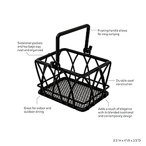 Spectrum Diversified Twist Sugar & Sweetener Holder Sugar Packet Basket, Coffee Accessories for Restaurants & Homes, Tea Bag Holder & Coffee Station Organizer, Black