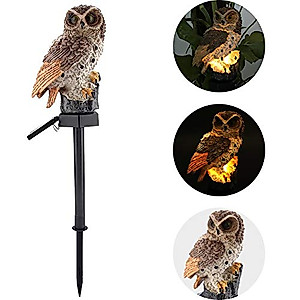 Yosoo Solar Powered Owl Light, Waterproof Garden Light Outdoor Lawn Resin Lamp for Home Garden Lighting(Brown)