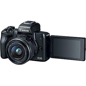 Canon EOS M50 Mirrorless Digital Camera with 15-45mm Lens Video Kit (Black) + Wide Angle Lens + 2X Telephoto Lens + SanDisk 32GB SD Memory Card + Accessory Bundle (Renewed)