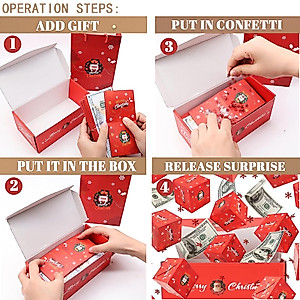 DYFCNP Surprise Box Gift Box for Money, Surprise Gift Box Explosion,2024 Newly Merry Christmas Surprise Gift Boxes,Pop-Up Explosion Gift Box,Gift Box Explosion for Money and Birthday (Red 10Boxs)