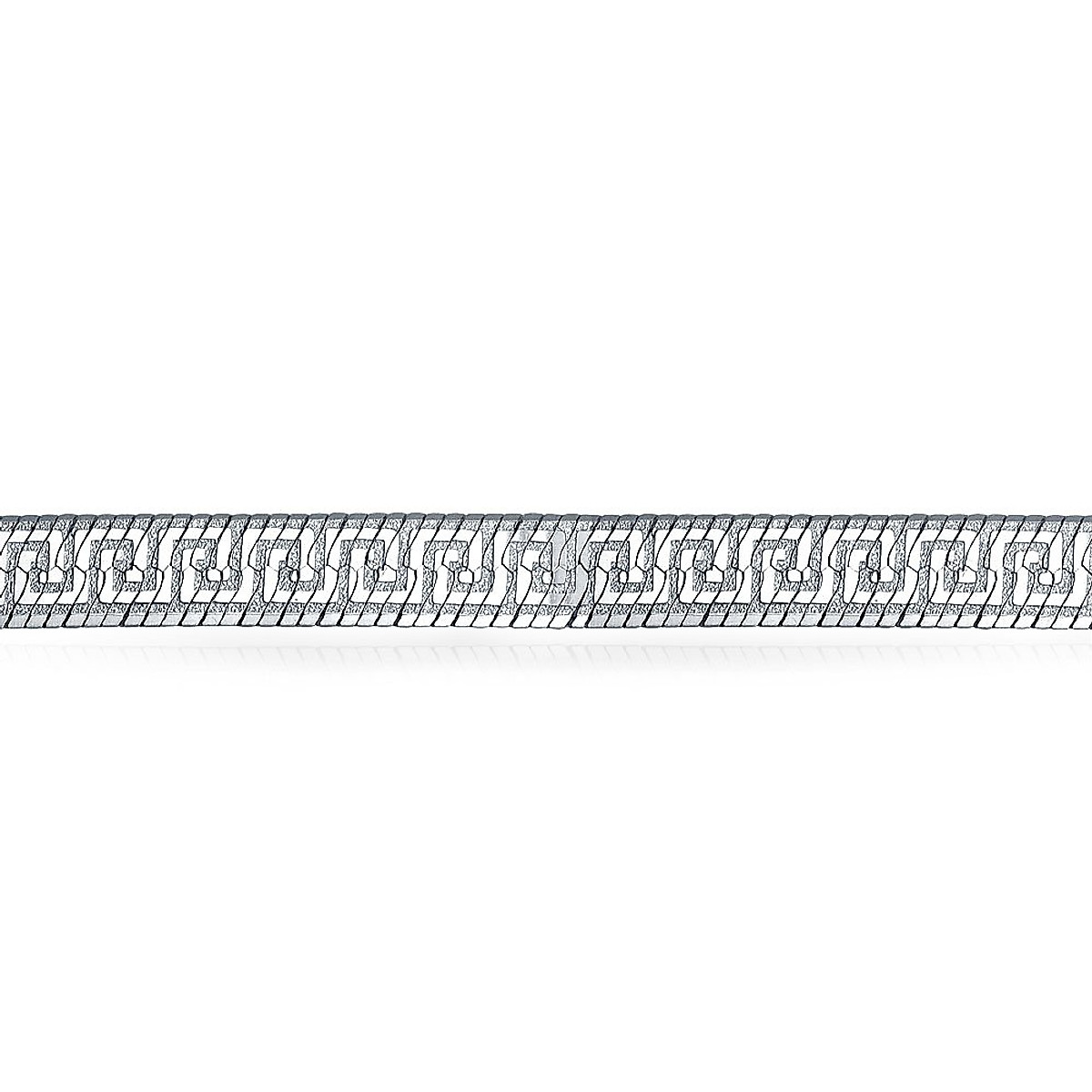 Bling Jewelry Herringbone Reversible Flat Greek Key Design Flexible Strong Chain For Women Bracelet .925 Sterling Silver Made In Italy
