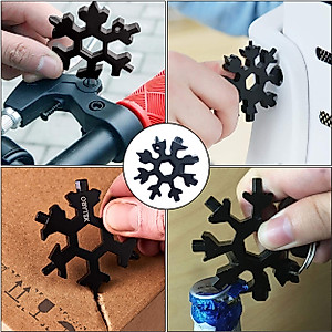 18-in-1 Snowflake Multi-tool with Wallet Multi Tool Credit Card Stainless Steel Bottle Opener, Box Cutter, Phillips Screwdriver, Allen Wrench, Credit Card Multi Toll Gift Set, Survival Gear (black)