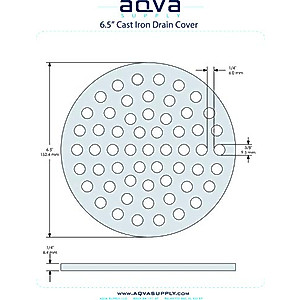 Aqva Cast Iron 6.5" Drain Cover - Round Replacement Floor Drain Strainer 6.5"