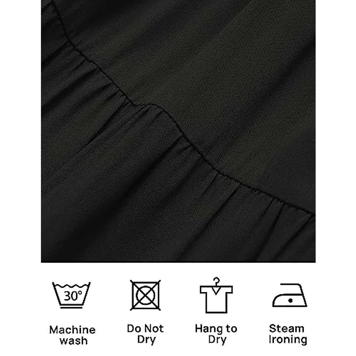 ZESICA Women's 2023 Casual Crew Neck Flutter Sleeve Smocked High Waist Hollow Out Lace Trim Tiered A Line Midi Dress,Black,Small