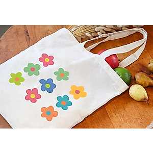 Haukea Canvas Tote Bag for Women Aesthetic Cute Flower Tote Bags Book Tote Beach Bags Reusable Grocery Bags