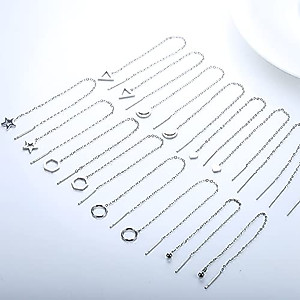 LOLIAS 8Pairs Stainless Steel Threader Earrings for Women Lightweight Drop Dangle Chain Earrings Minimalist Chain Tassel Earrings Set