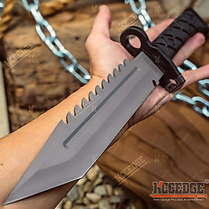 KCCEDGE BEST CUTLERY SOURCE Tactical Knife Hunting Knife Survival Knife Fixed Blade Knife Razor Sharp Edge Camping Accessories Camping Gear Survival Kit Survival Gear Tactical Gear 77077 (Silver)